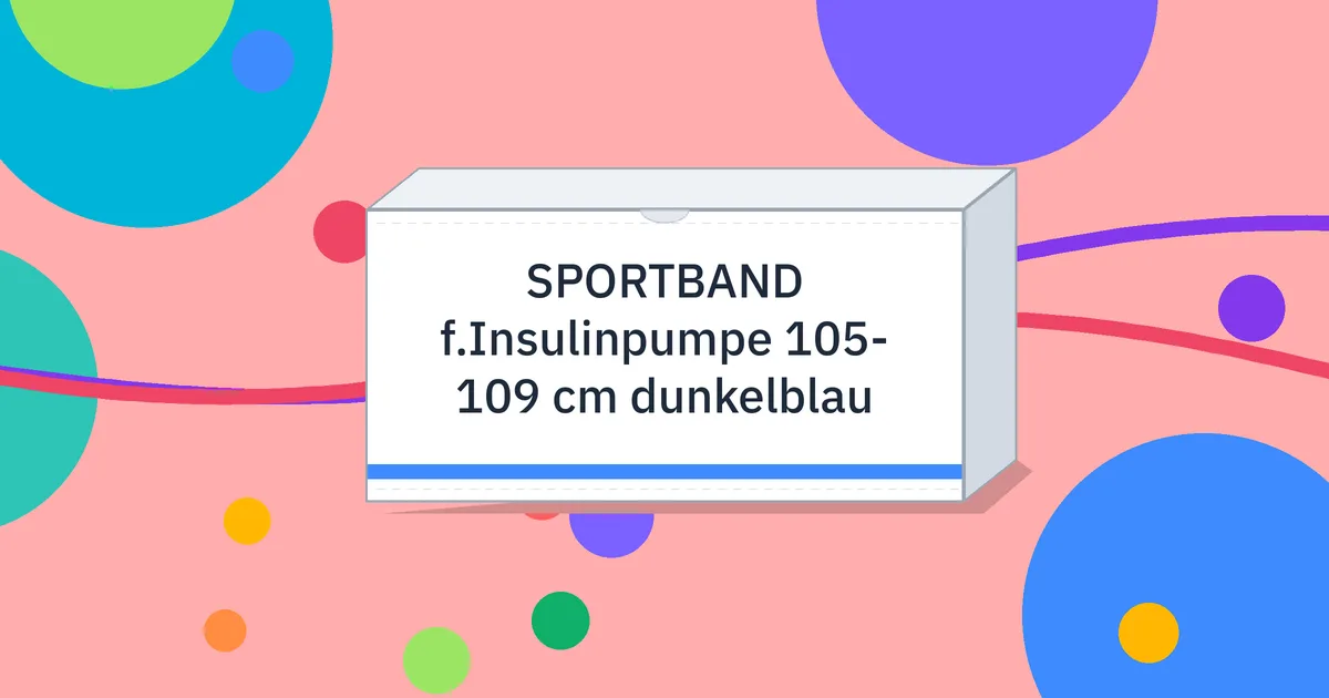 Symbolbild: Packung mit der Aufschrift SPORTBAND f.Insulinpumpe 105-109 cm dunkelblau (PZN 12461261) – Verfügbarkeit und Bezug in Apotheken in Frankfurt am Main