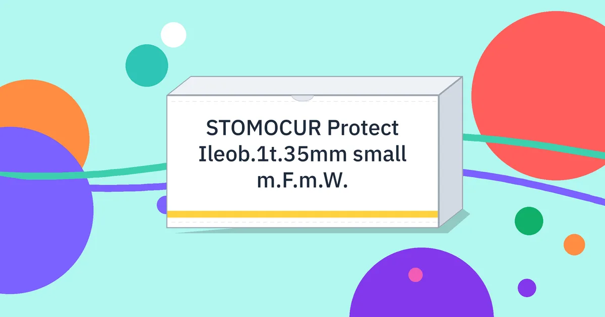 Symbolbild: Packung mit der Aufschrift STOMOCUR Protect Ileob.1t.35mm small m.F.m.W. (PZN 17551313) – Verfügbarkeit und Bezug in Apotheken in Frankfurt am Main