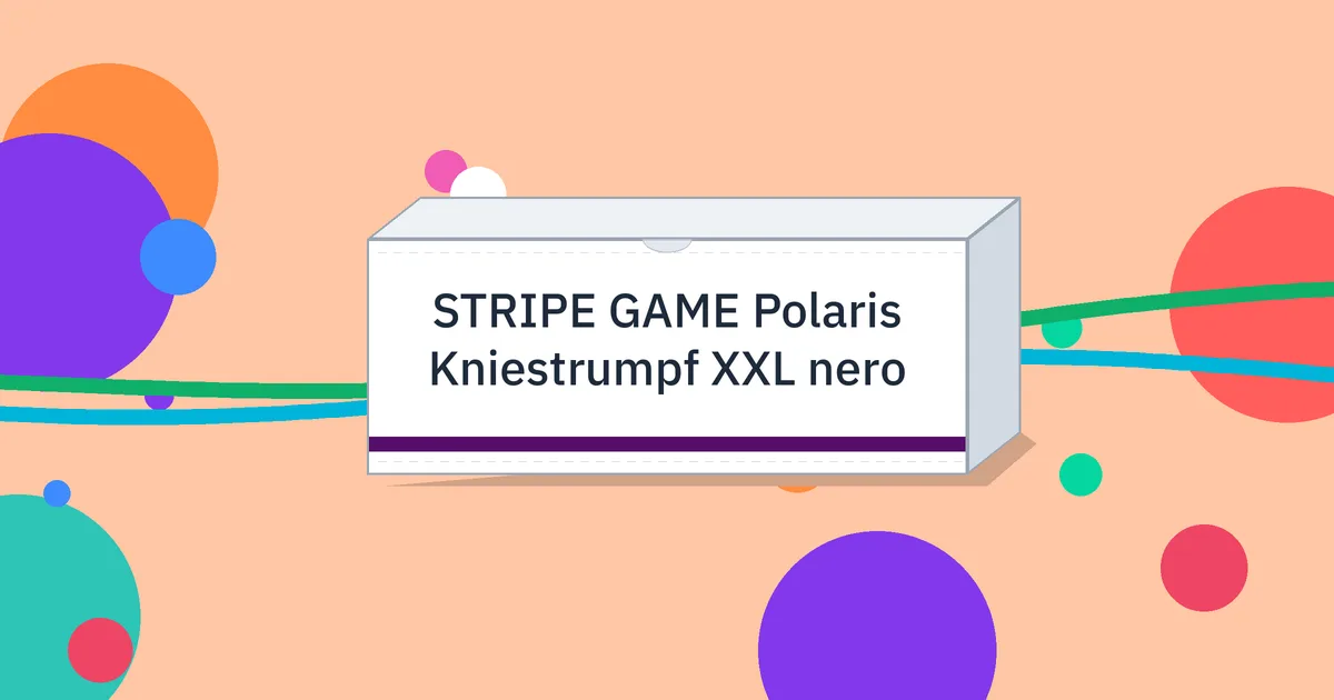Symbolbild: Packung mit der Aufschrift STRIPE GAME Polaris Kniestrumpf XXL nero (PZN 20209096) – Verfügbarkeit und Bezug in Apotheken in Frankfurt am Main
