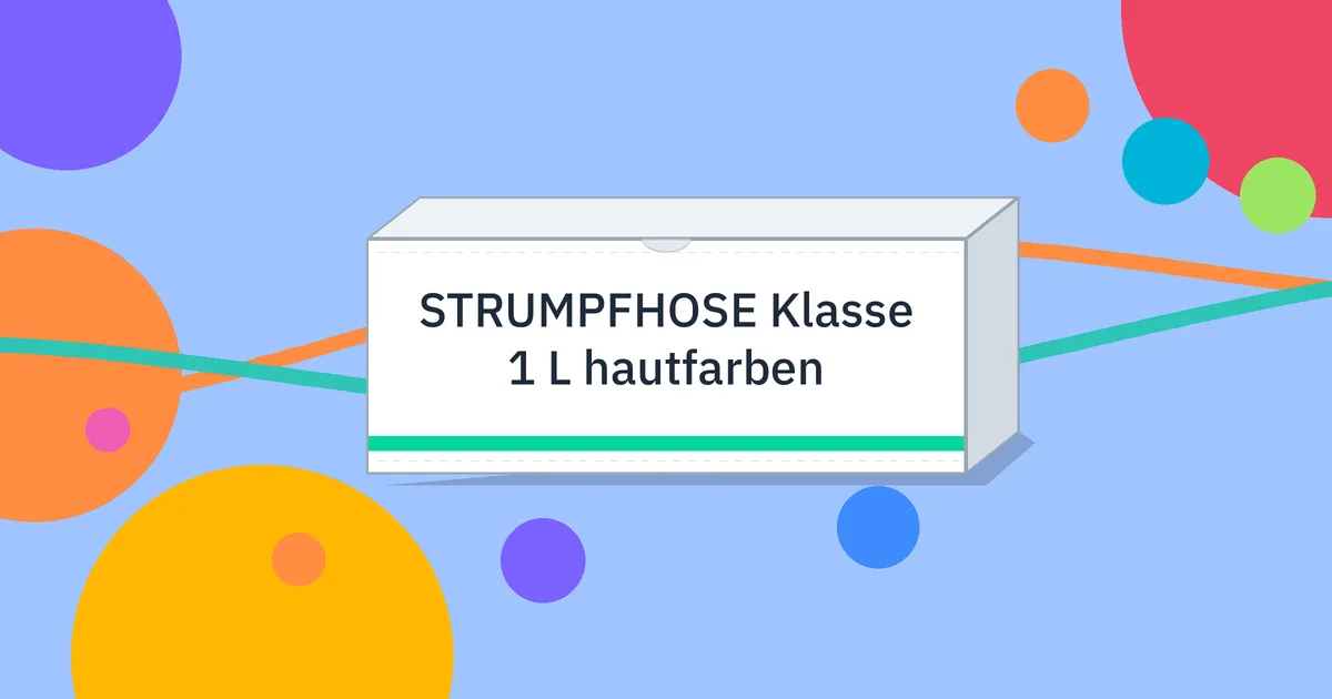 Symbolbild: Packung mit der Aufschrift STRUMPFHOSE Klasse 1 L hautfarben (PZN 19072396) – Verfügbarkeit und Bezug in Apotheken in Frankfurt am Main