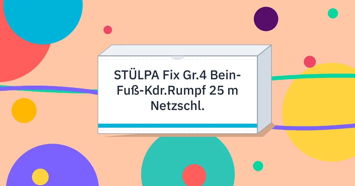 Symbolbild: Packung mit der Aufschrift STÜLPA Fix Gr.4 Bein-Fuß-Kdr.Rumpf 25 m Netzschl. (PZN 02175436) – Verfügbarkeit und Bezug in Apotheken in Frankfurt am Main