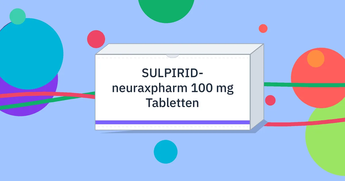 Symbolbild: Packung mit der Aufschrift SULPIRID-neuraxpharm 100 mg Tabletten (PZN 01400629) – Verfügbarkeit und Bezug in Apotheken in Frankfurt am Main