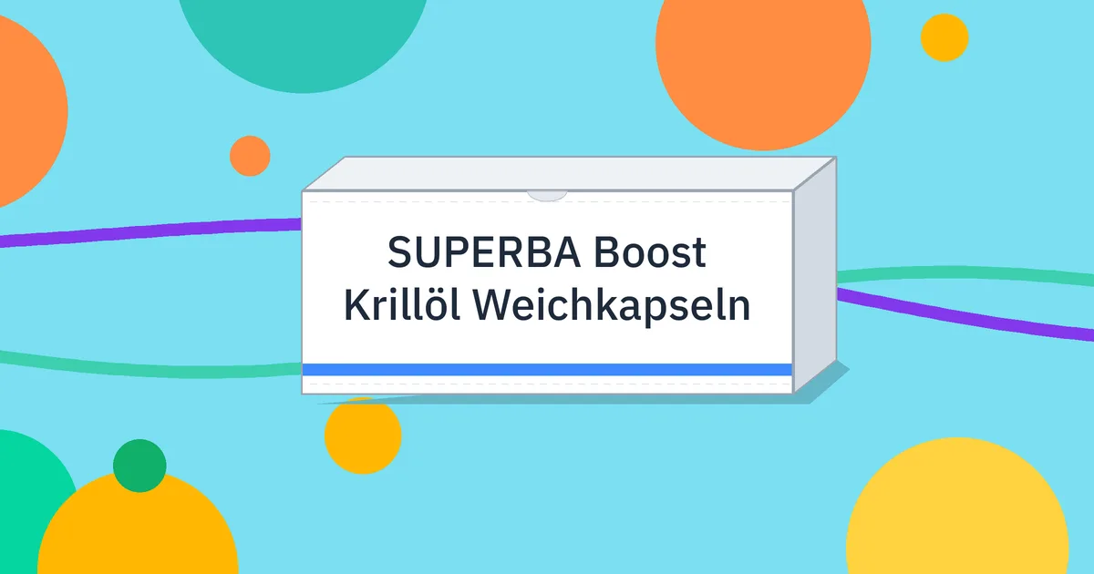 Symbolbild: Packung mit der Aufschrift SUPERBA Boost Krillöl Weichkapseln (PZN 18152495) – Verfügbarkeit und Bezug in Apotheken in Frankfurt am Main