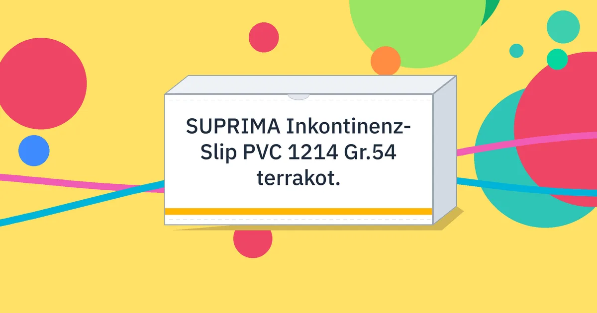 Symbolbild: Packung mit der Aufschrift SUPRIMA Inkontinenz-Slip PVC 1214 Gr.54 terrakot. (PZN 01602801) – Verfügbarkeit und Bezug in Apotheken in Frankfurt am Main