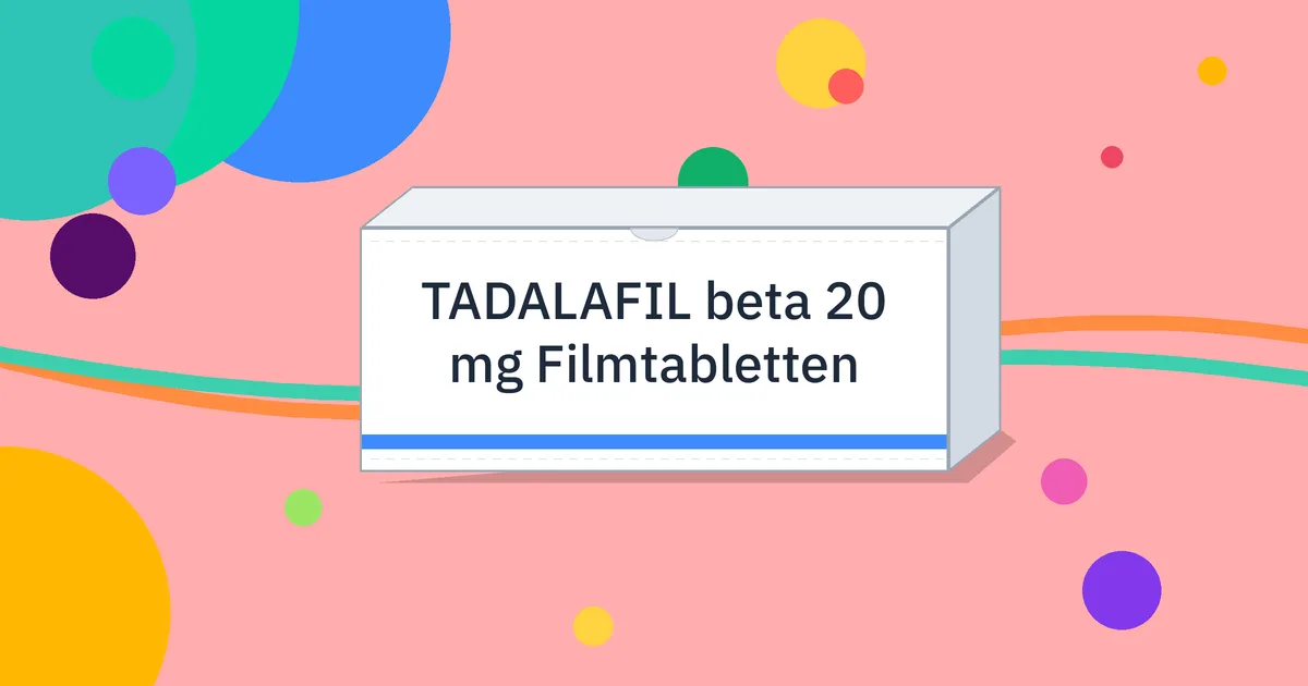 Symbolbild: Packung mit der Aufschrift TADALAFIL beta 20 mg Filmtabletten (PZN 13700288) – Verfügbarkeit und Bezug in Apotheken in Frankfurt am Main
