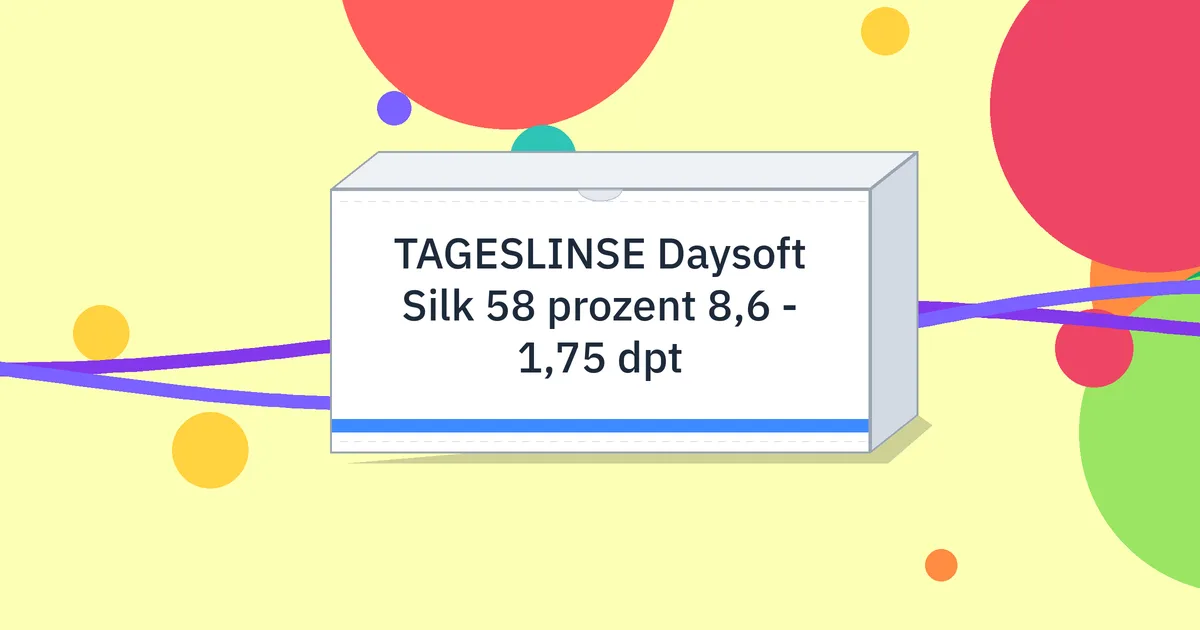 Symbolbild: Packung mit der Aufschrift TAGESLINSE Daysoft Silk 58 prozent 8,6 -1,75 dpt (PZN 00331412) – Verfügbarkeit und Bezug in Apotheken in Frankfurt am Main