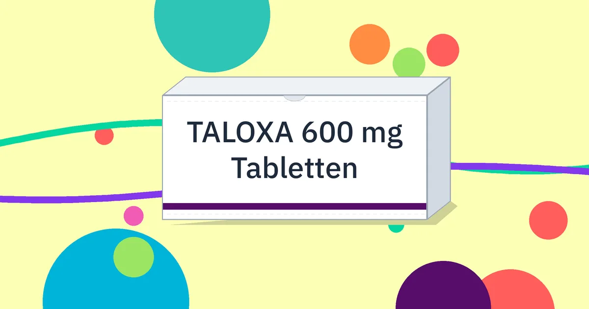 Symbolbild: Packung mit der Aufschrift TALOXA 600 mg Tabletten (PZN 18131889) – Verfügbarkeit und Bezug in Apotheken in Frankfurt am Main