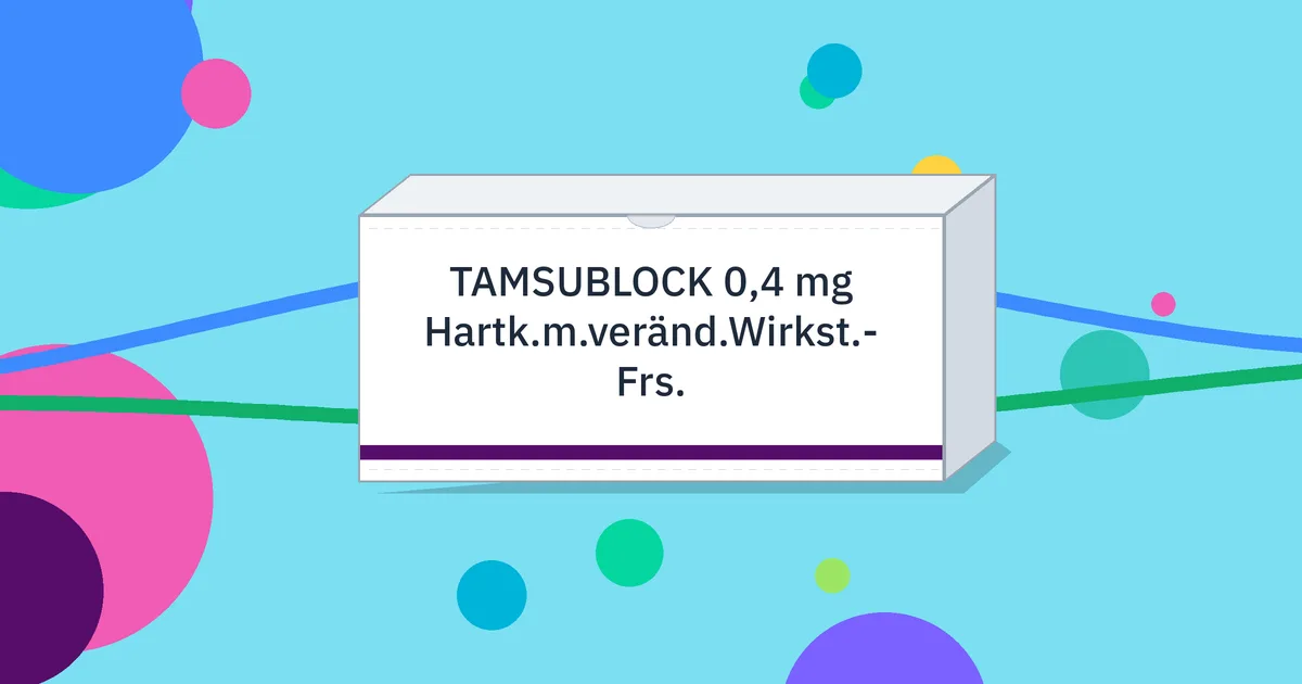 Symbolbild: Packung mit der Aufschrift TAMSUBLOCK 0,4 mg Hartk.m.veränd.Wirkst.-Frs. (PZN 01807897) – Verfügbarkeit und Bezug in Apotheken in Frankfurt am Main