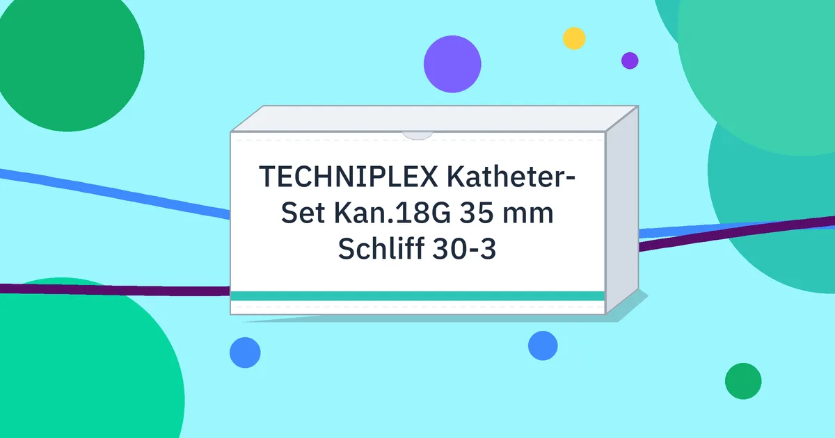 Symbolbild: Packung mit der Aufschrift TECHNIPLEX Katheter-Set Kan.18G 35 mm Schliff 30-3 (PZN 10178816) – Verfügbarkeit und Bezug in Apotheken in Frankfurt am Main