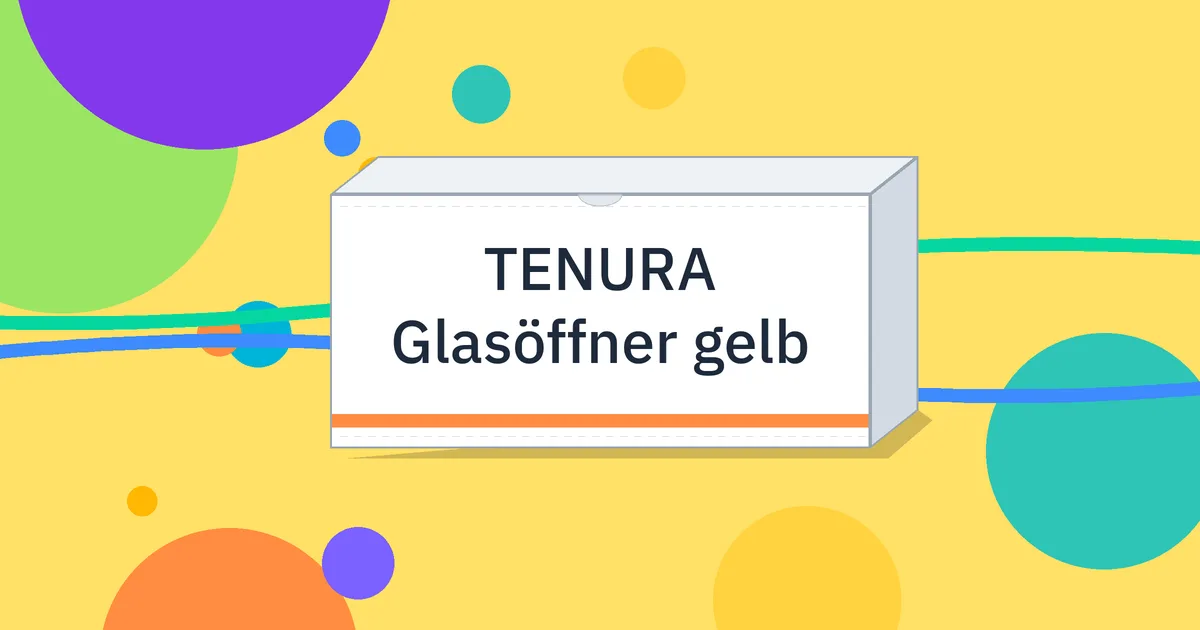Symbolbild: Packung mit der Aufschrift TENURA Glasöffner gelb (PZN 09669236) – Verfügbarkeit und Bezug in Apotheken in Frankfurt am Main