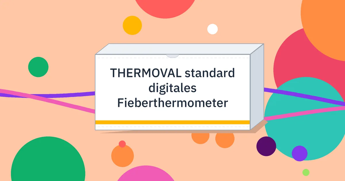 Symbolbild: Packung mit der Aufschrift THERMOVAL standard digitales Fieberthermometer (PZN 10713758) – Verfügbarkeit und Bezug in Apotheken in Frankfurt am Main