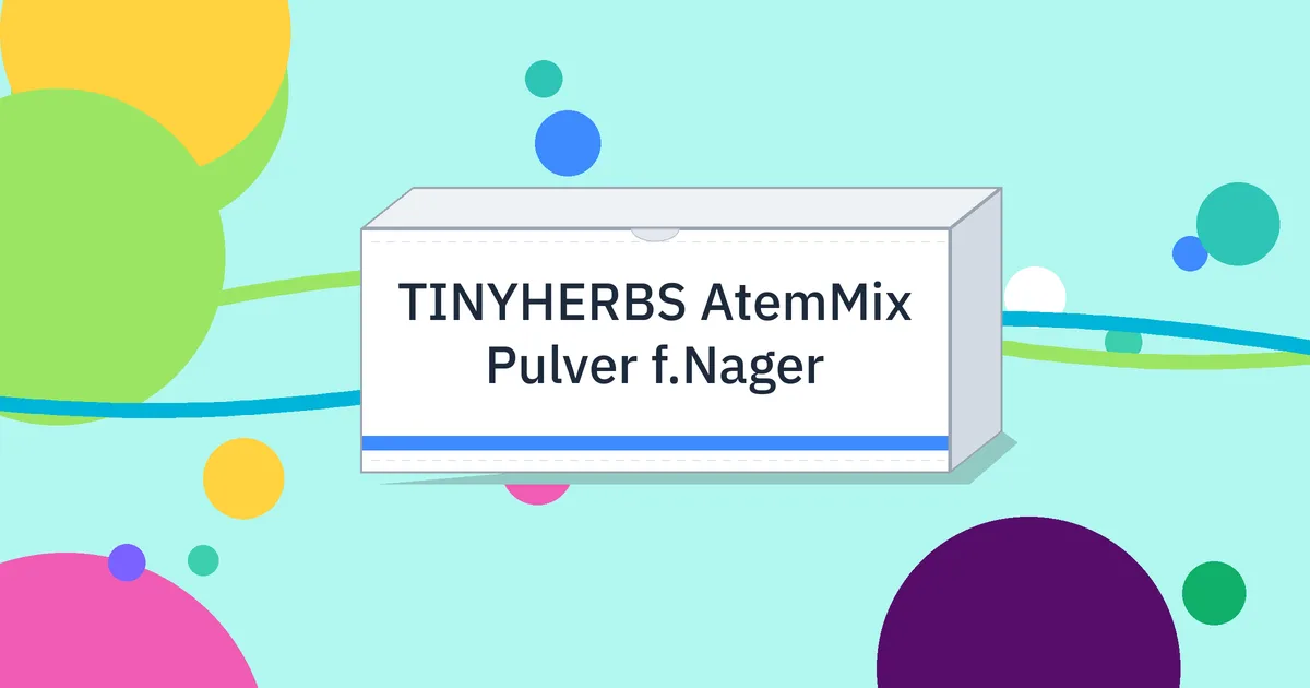 Symbolbild: Packung mit der Aufschrift TINYHERBS AtemMix Pulver f.Nager (PZN 19623815) – Verfügbarkeit und Bezug in Apotheken in Frankfurt am Main