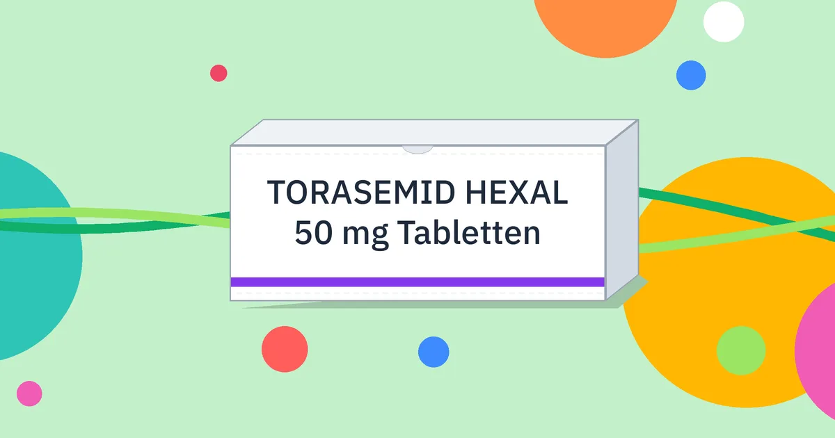 Symbolbild: Packung mit der Aufschrift TORASEMID HEXAL 50 mg Tabletten (PZN 03650313) – Verfügbarkeit und Bezug in Apotheken in Frankfurt am Main