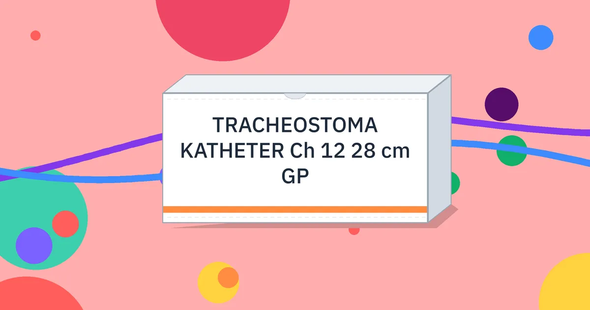 Symbolbild: Packung mit der Aufschrift TRACHEOSTOMA KATHETER Ch 12 28 cm GP (PZN 15418053) – Verfügbarkeit und Bezug in Apotheken in Frankfurt am Main