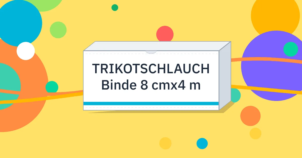 Symbolbild: Packung mit der Aufschrift TRIKOTSCHLAUCH Binde 8 cmx4 m (PZN 01048954) – Verfügbarkeit und Bezug in Apotheken in Frankfurt am Main