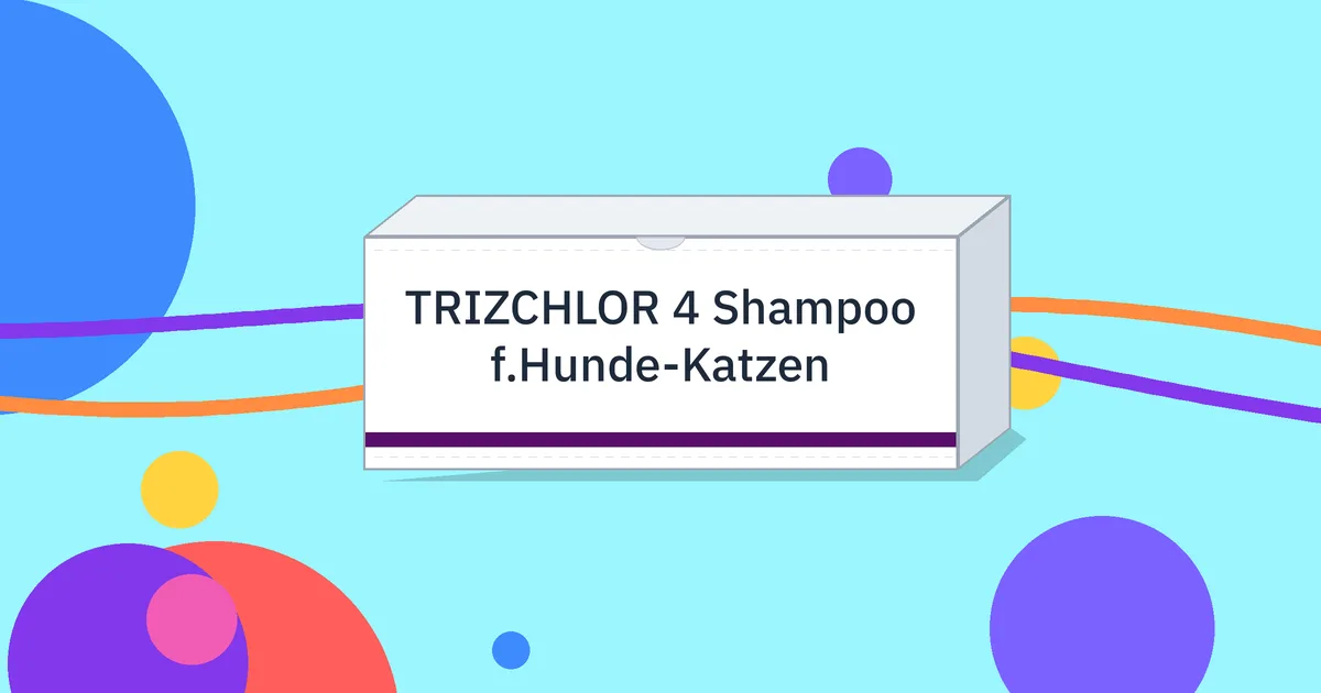 Symbolbild: Packung mit der Aufschrift TRIZCHLOR 4 Shampoo f.Hunde-Katzen (PZN 16627899) – Verfügbarkeit und Bezug in Apotheken in Frankfurt am Main