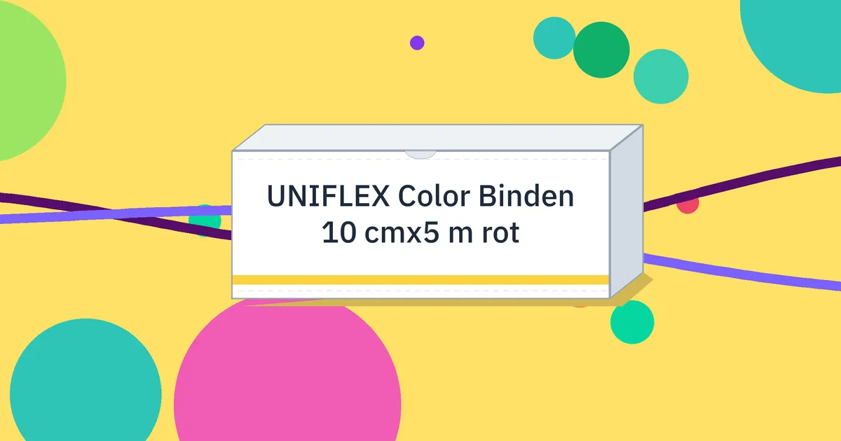 Symbolbild: Packung mit der Aufschrift UNIFLEX Color Binden 10 cmx5 m rot (PZN 13870984) – Verfügbarkeit und Bezug in Apotheken in Frankfurt am Main