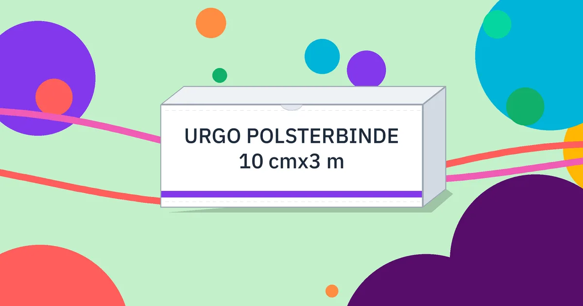 Symbolbild: Packung mit der Aufschrift URGO POLSTERBINDE 10 cmx3 m (PZN 00110510) – Verfügbarkeit und Bezug in Apotheken in Frankfurt am Main
