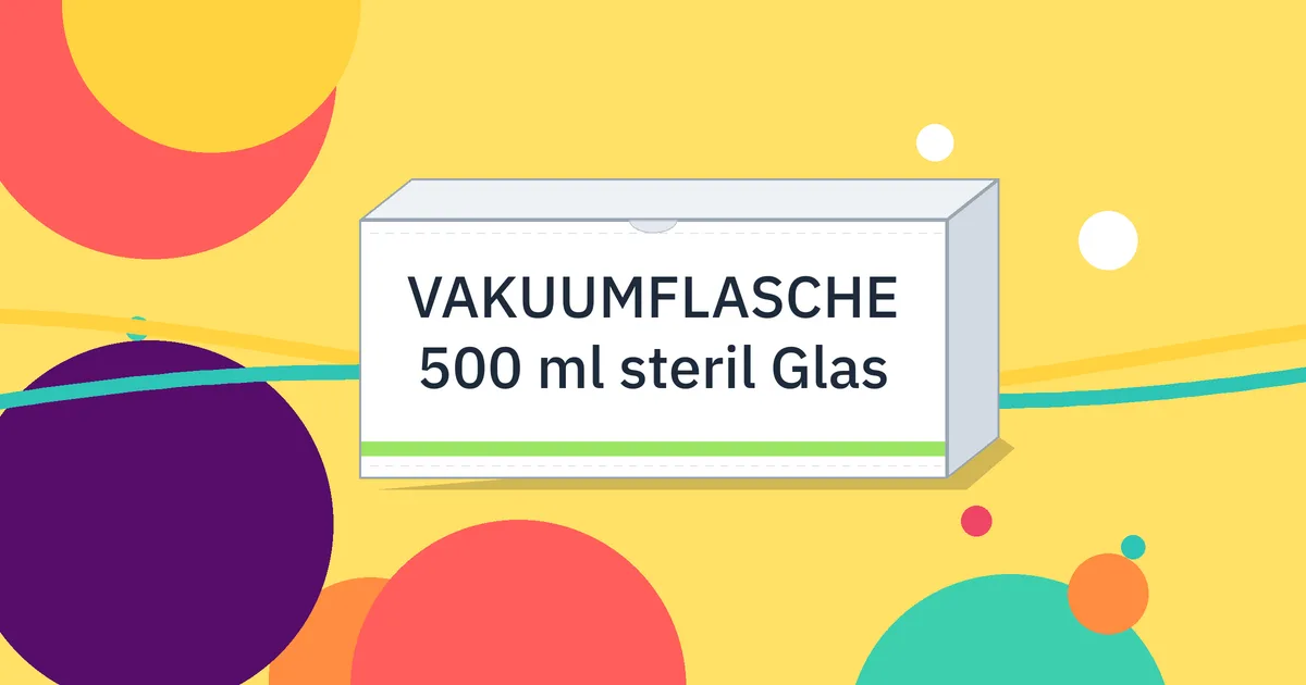 Symbolbild: Packung mit der Aufschrift VAKUUMFLASCHE 500 ml steril Glas (PZN 00643382) – Verfügbarkeit und Bezug in Apotheken in Frankfurt am Main
