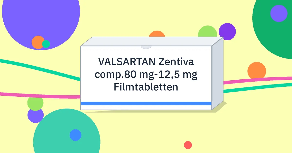 Symbolbild: Packung mit der Aufschrift VALSARTAN Zentiva comp.80 mg-12,5 mg Filmtabletten (PZN 08409444) – Verfügbarkeit und Bezug in Apotheken in Frankfurt am Main