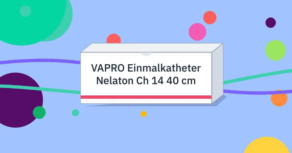Symbolbild: Packung mit der Aufschrift VAPRO Einmalkatheter Nelaton Ch 14 40 cm (PZN 19211975) – Verfügbarkeit und Bezug in Apotheken in Frankfurt am Main