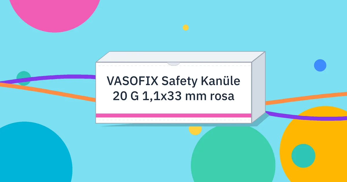 Symbolbild: Packung mit der Aufschrift VASOFIX Safety Kanüle 20 G 1,1x33 mm rosa (PZN 03305119) – Verfügbarkeit und Bezug in Apotheken in Frankfurt am Main