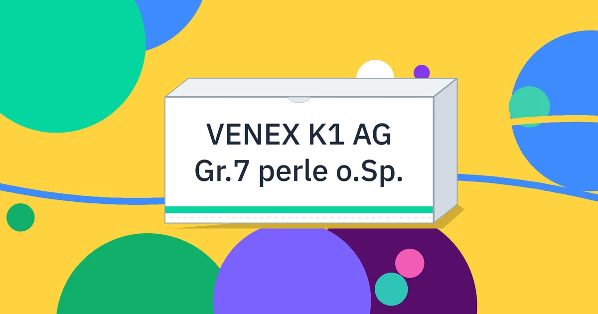 Symbolbild: Packung mit der Aufschrift VENEX K1 AG Gr.7 perle o.Sp. (PZN 03188926) – Verfügbarkeit und Bezug in Apotheken in Frankfurt am Main