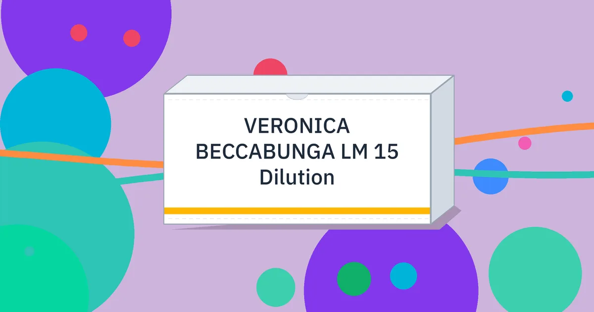 Symbolbild: Packung mit der Aufschrift VERONICA BECCABUNGA LM 15 Dilution (PZN 13269040) – Verfügbarkeit und Bezug in Apotheken in Frankfurt am Main