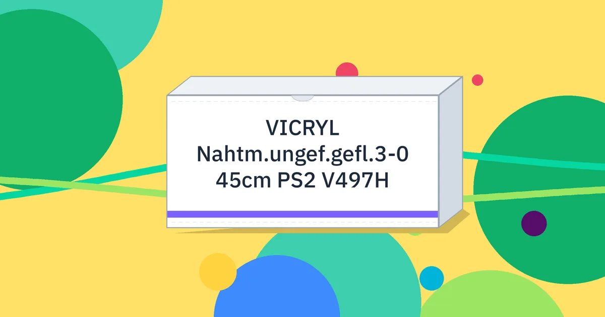 Symbolbild: Packung mit der Aufschrift VICRYL Nahtm.ungef.gefl.3-0 45cm PS2 V497H (PZN 16393556) – Verfügbarkeit und Bezug in Apotheken in Frankfurt am Main