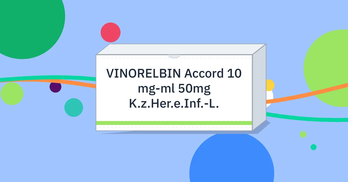 Symbolbild: Packung mit der Aufschrift VINORELBIN Accord 10 mg-ml 50mg K.z.Her.e.Inf.-L. (PZN 13168333) – Verfügbarkeit und Bezug in Apotheken in Frankfurt am Main