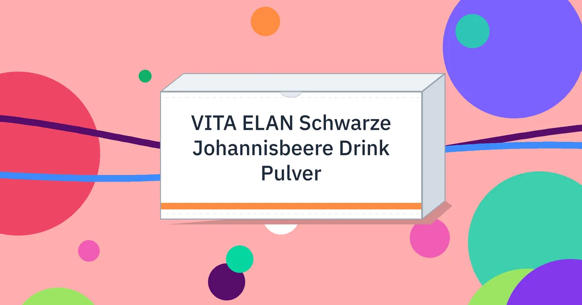 Symbolbild: Packung mit der Aufschrift VITA ELAN Schwarze Johannisbeere Drink Pulver (PZN 06550902) – Verfügbarkeit und Bezug in Apotheken in Frankfurt am Main