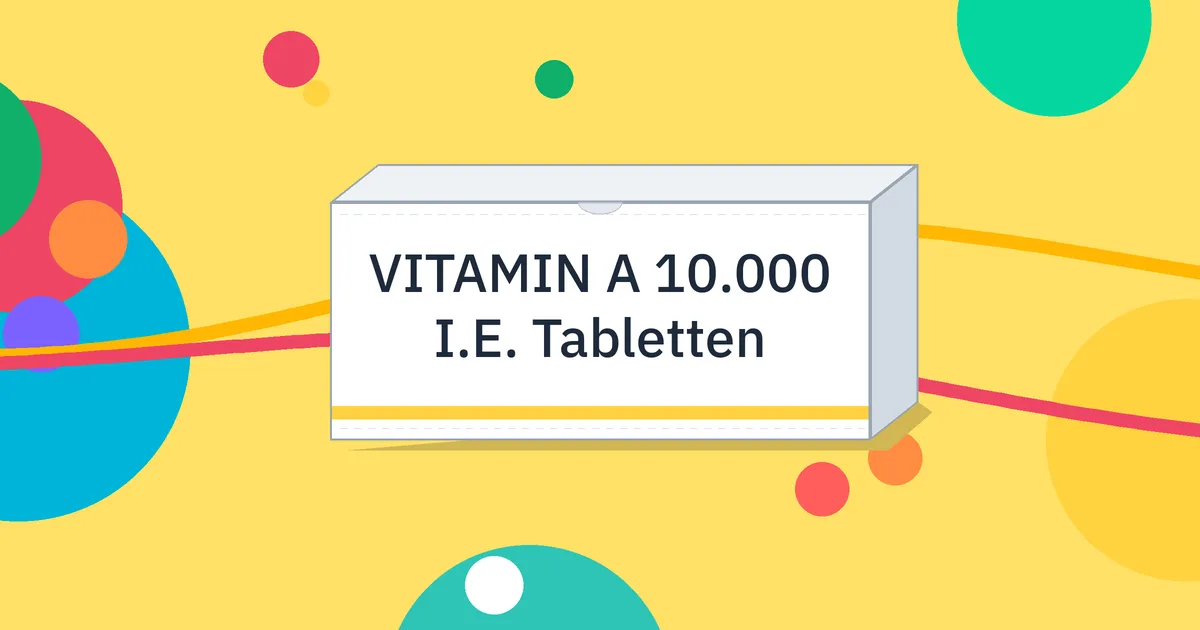 Symbolbild: Packung mit der Aufschrift VITAMIN A 10.000 I.E. Tabletten (PZN 20002774) – Verfügbarkeit und Bezug in Apotheken in Frankfurt am Main