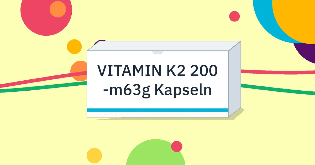 Symbolbild: Packung mit der Aufschrift VITAMIN K2 200 -m63g Kapseln (PZN 13058780) – Verfügbarkeit und Bezug in Apotheken in Frankfurt am Main
