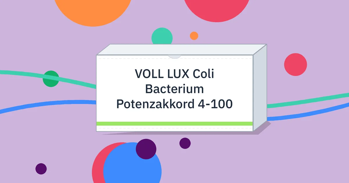 Symbolbild: Packung mit der Aufschrift VOLL LUX Coli Bacterium Potenzakkord 4-100 (PZN 12390176) – Verfügbarkeit und Bezug in Apotheken in Frankfurt am Main