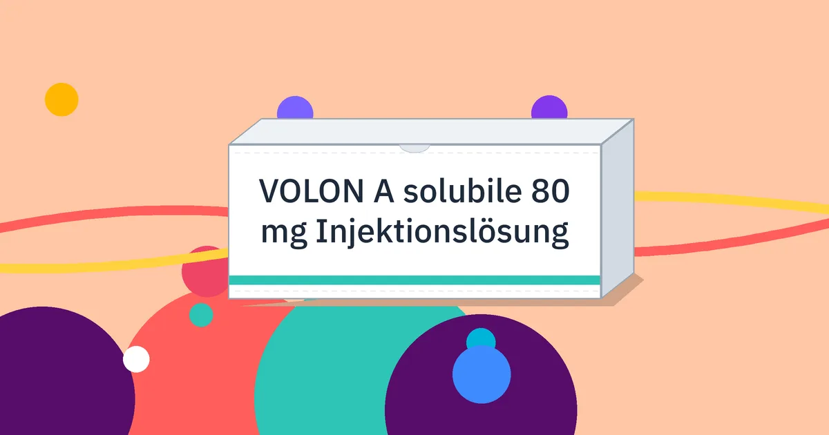 Symbolbild: Packung mit der Aufschrift VOLON A solubile 80 mg Injektionslösung (PZN 02751667) – Verfügbarkeit und Bezug in Apotheken in Frankfurt am Main