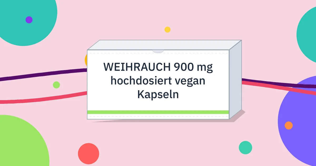 Symbolbild: Packung mit der Aufschrift WEIHRAUCH 900 mg hochdosiert vegan Kapseln (PZN 16018663) – Verfügbarkeit und Bezug in Apotheken in Frankfurt am Main