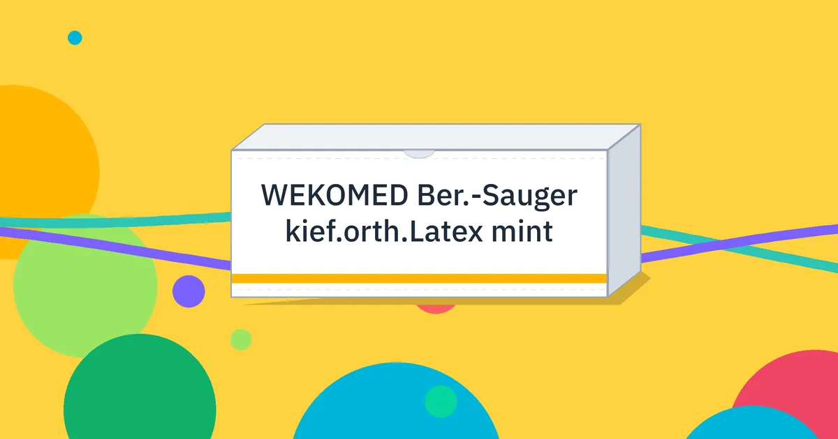 Symbolbild: Packung mit der Aufschrift WEKOMED Ber.-Sauger kief.orth.Latex mint (PZN 04921665) – Verfügbarkeit und Bezug in Apotheken in Frankfurt am Main