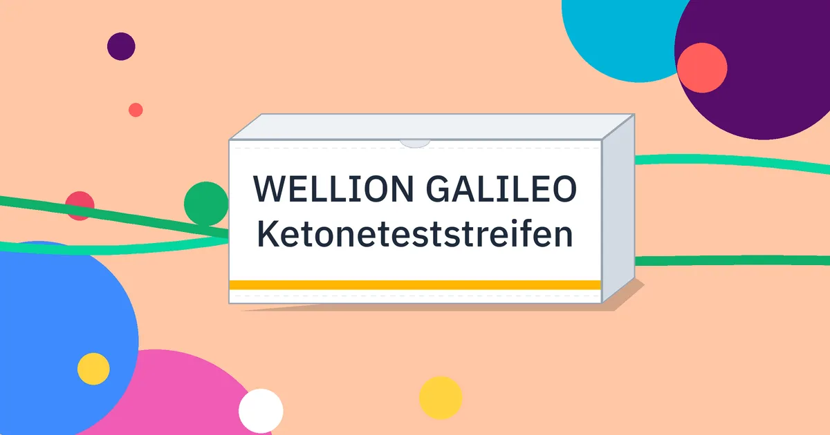 Symbolbild: Packung mit der Aufschrift WELLION GALILEO Ketoneteststreifen (PZN 12470194) – Verfügbarkeit und Bezug in Apotheken in Frankfurt am Main