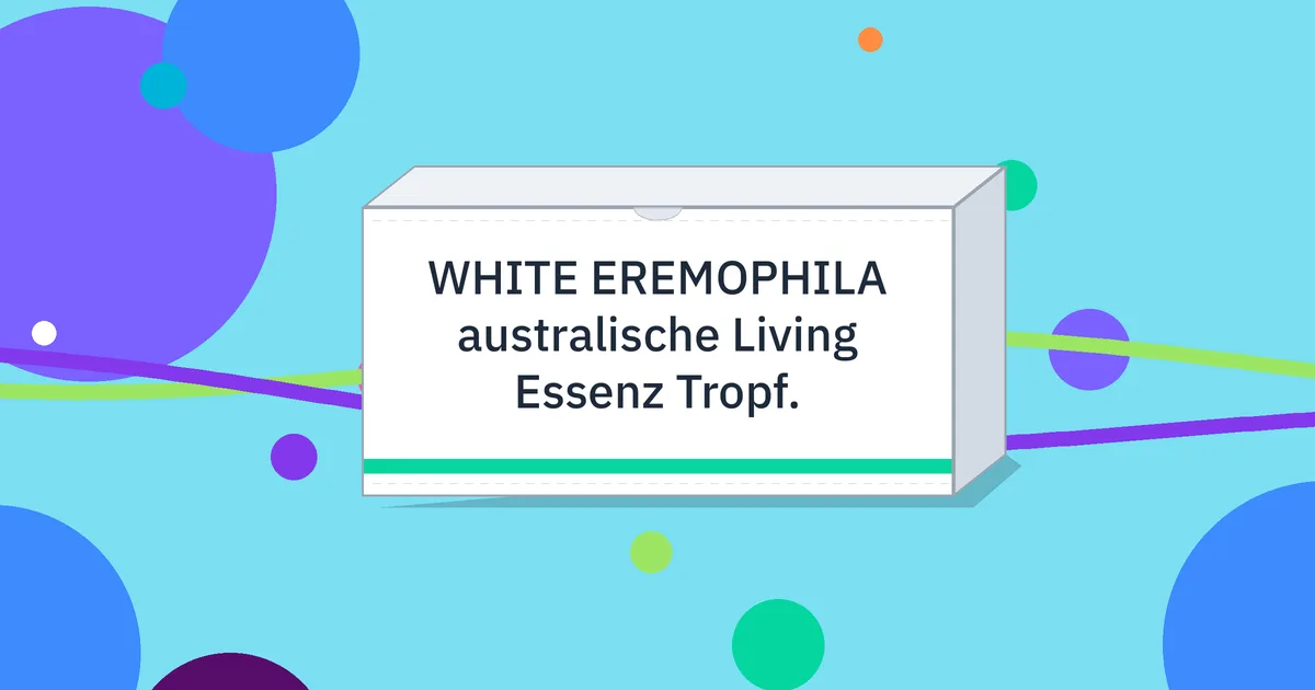 Symbolbild: Packung mit der Aufschrift WHITE EREMOPHILA australische Living Essenz Tropf. (PZN 05011534) – Verfügbarkeit und Bezug in Apotheken in Frankfurt am Main