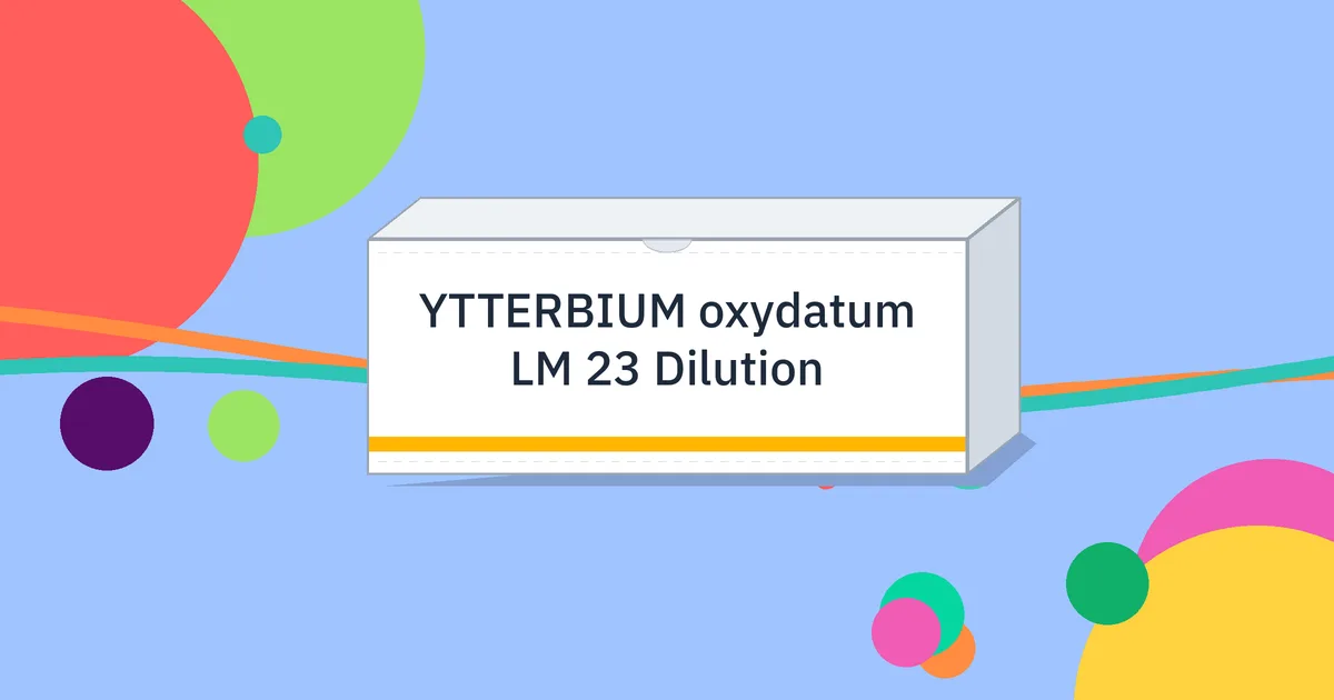 Symbolbild: Packung mit der Aufschrift YTTERBIUM oxydatum LM 23 Dilution (PZN 13287167) – Verfügbarkeit und Bezug in Apotheken in Frankfurt am Main