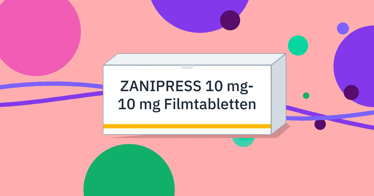Symbolbild: Packung mit der Aufschrift ZANIPRESS 10 mg-10 mg Filmtabletten (PZN 00469984) – Verfügbarkeit und Bezug in Apotheken in Frankfurt am Main