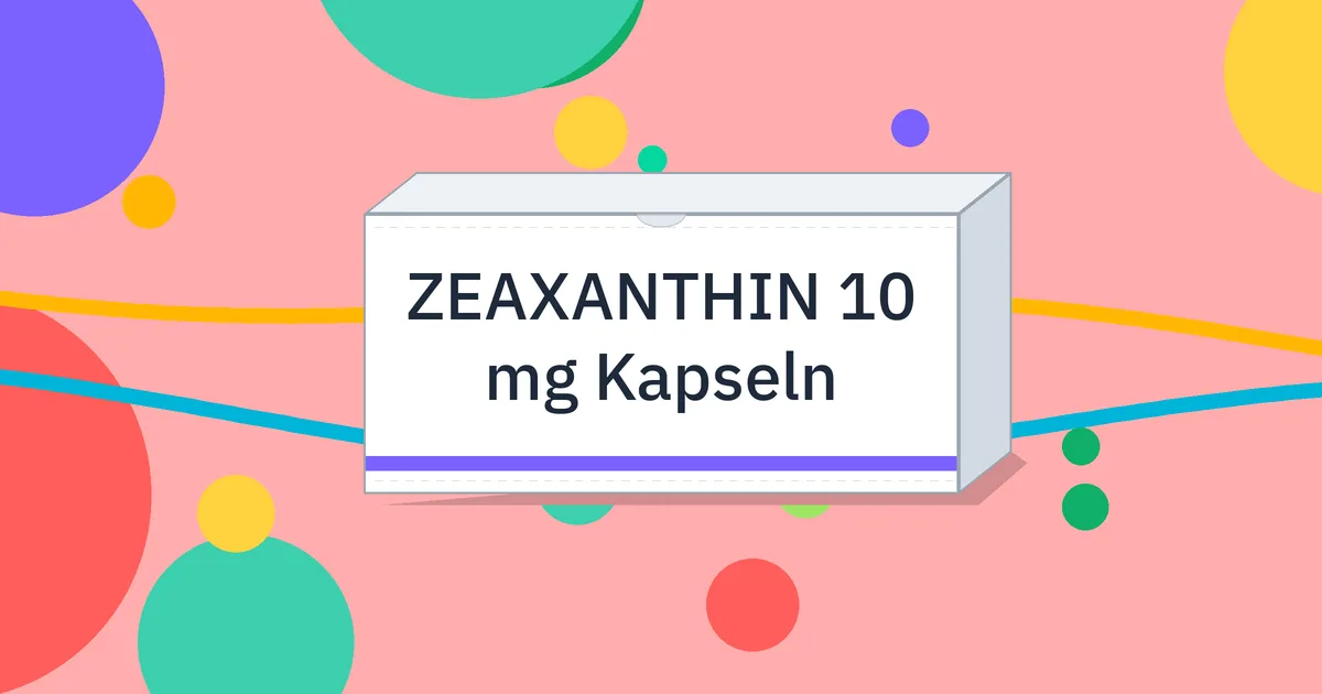 Symbolbild: Packung mit der Aufschrift ZEAXANTHIN 10 mg Kapseln (PZN 17538353) – Verfügbarkeit und Bezug in Apotheken in Frankfurt am Main