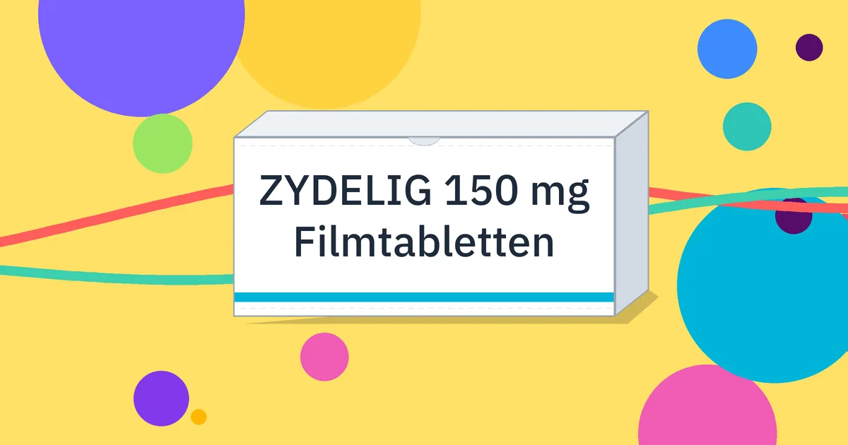 Symbolbild: Packung mit der Aufschrift ZYDELIG 150 mg Filmtabletten (PZN 18776563) – Verfügbarkeit und Bezug in Apotheken in Frankfurt am Main