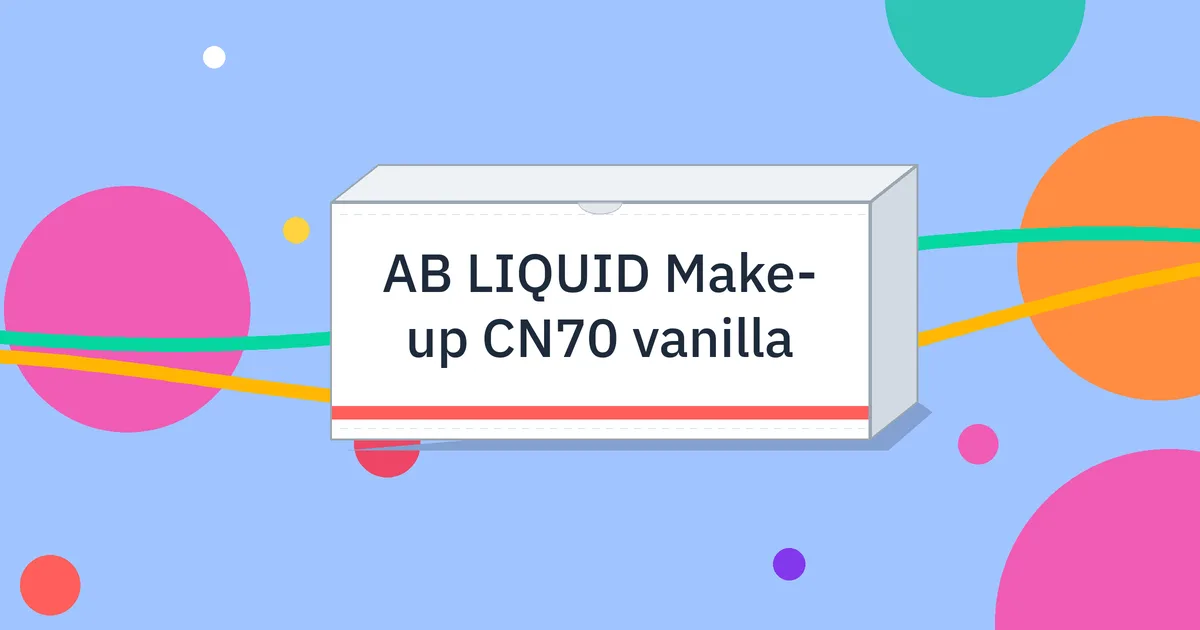 Symbolbild: Packung mit der Aufschrift AB LIQUID Make-up CN70 vanilla (PZN 18895546) – Verfügbarkeit und Bezug in Apotheken in Frankfurt am Main