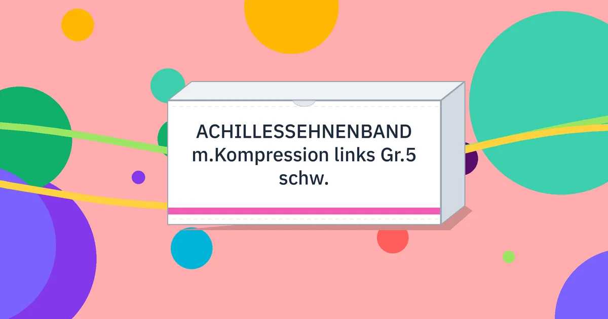 Symbolbild: Packung mit der Aufschrift ACHILLESSEHNENBAND m.Kompression links Gr.5 schw. (PZN 13827095) – Verfügbarkeit und Bezug in Apotheken in Frankfurt am Main