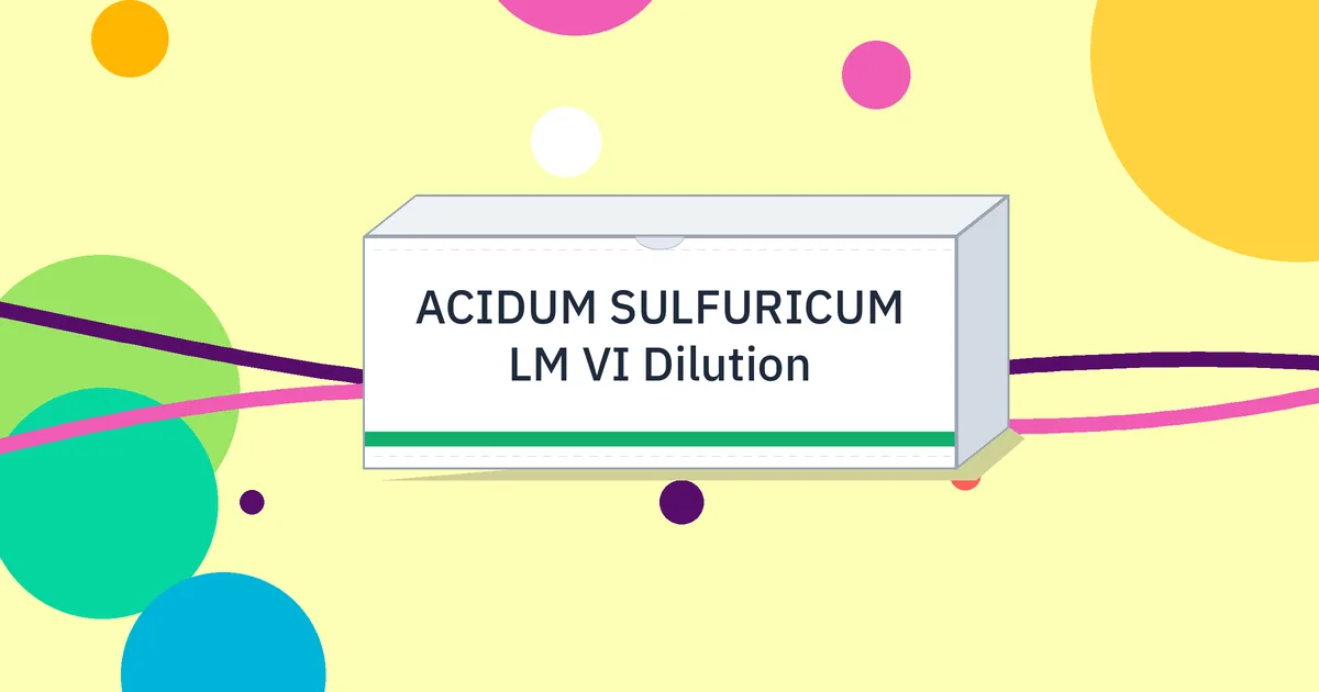 Symbolbild: Packung mit der Aufschrift ACIDUM SULFURICUM LM VI Dilution (PZN 04490722) – Verfügbarkeit und Bezug in Apotheken in Frankfurt am Main
