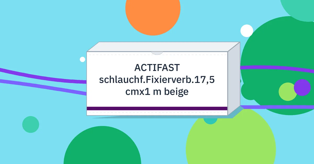 Symbolbild: Packung mit der Aufschrift ACTIFAST schlauchf.Fixierverb.17,5 cmx1 m beige (PZN 19151552) – Verfügbarkeit und Bezug in Apotheken in Frankfurt am Main