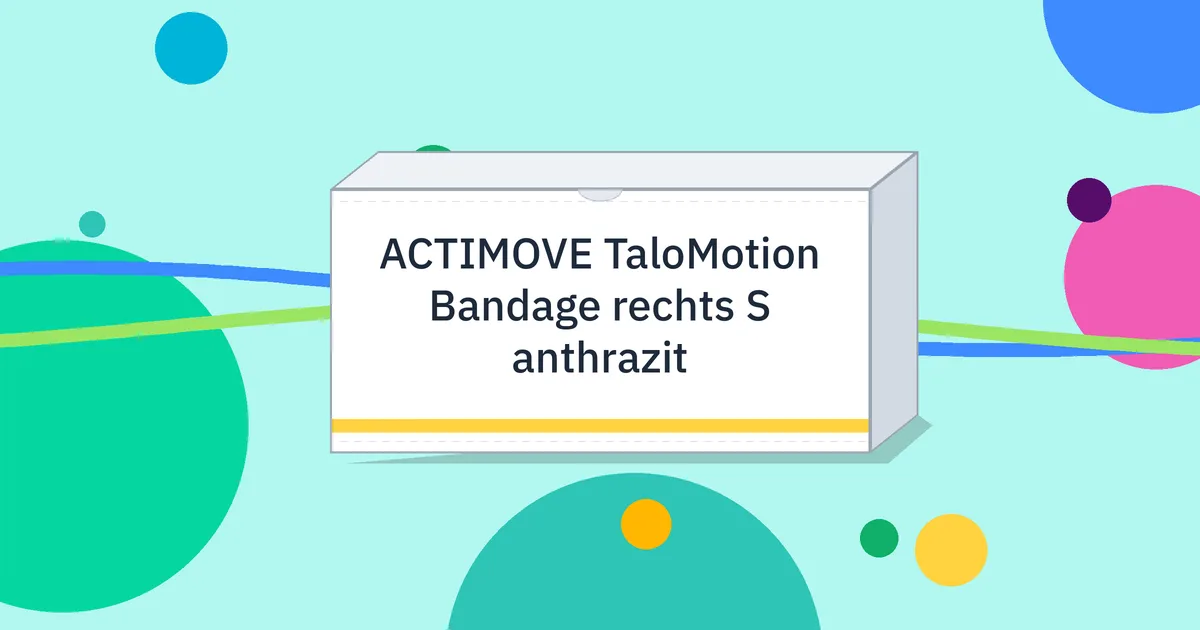 Symbolbild: Packung mit der Aufschrift ACTIMOVE TaloMotion Bandage rechts S anthrazit (PZN 17948772) – Verfügbarkeit und Bezug in Apotheken in Frankfurt am Main