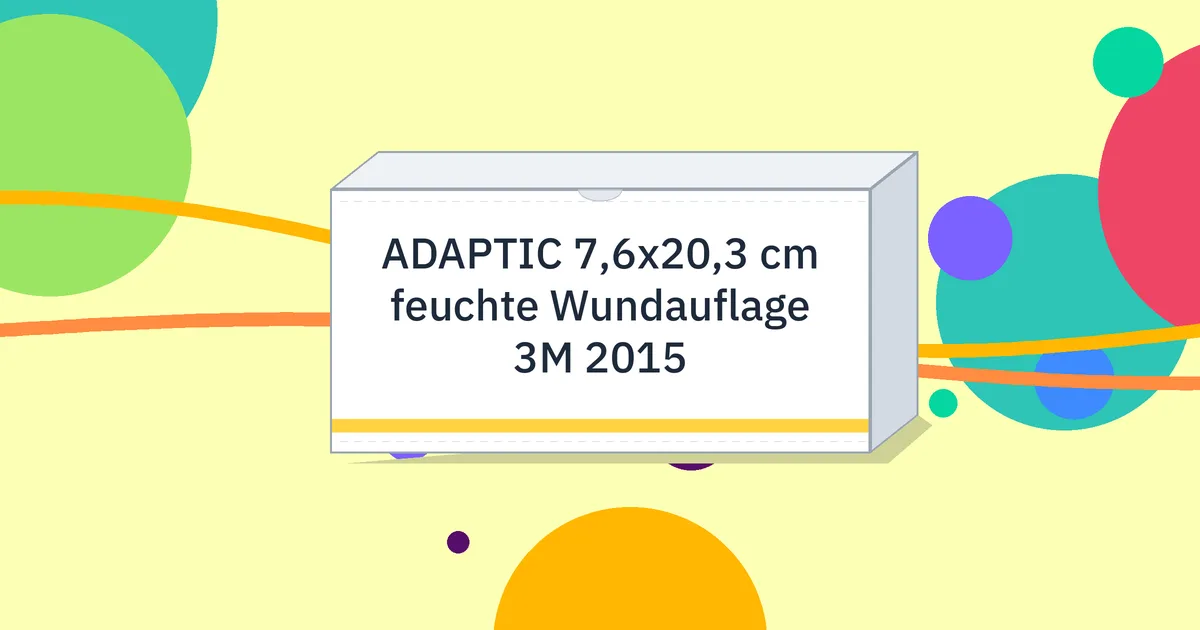 Symbolbild: Packung mit der Aufschrift ADAPTIC 7,6x20,3 cm feuchte Wundauflage 3M 2015 (PZN 19080941) – Verfügbarkeit und Bezug in Apotheken in Frankfurt am Main