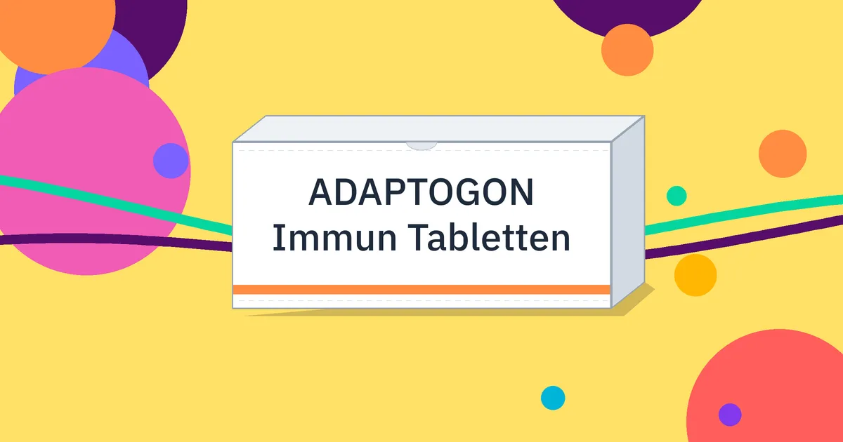Symbolbild: Packung mit der Aufschrift ADAPTOGON Immun Tabletten (PZN 16628781) – Verfügbarkeit und Bezug in Apotheken in Frankfurt am Main